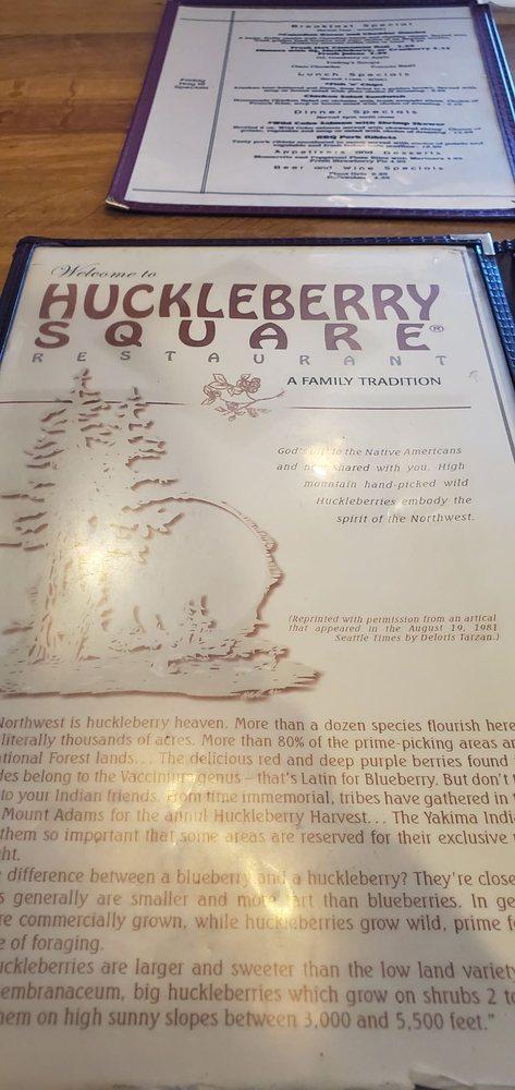 Menu at Huckleberry Square restaurant, Burien