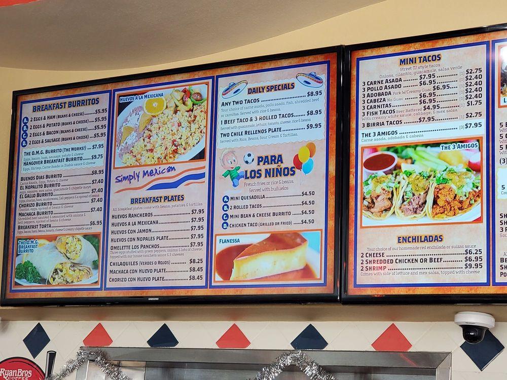 Menu at Los Panchos restaurant, Chula Vista, Birch Rd