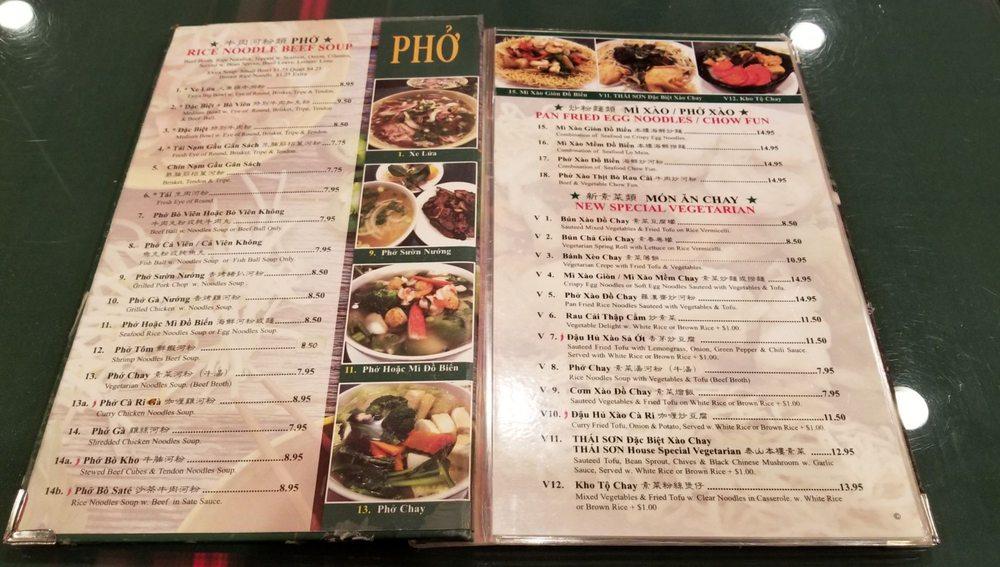 Menu at Thái Sơn restaurant, New York City, 89 Baxter St
