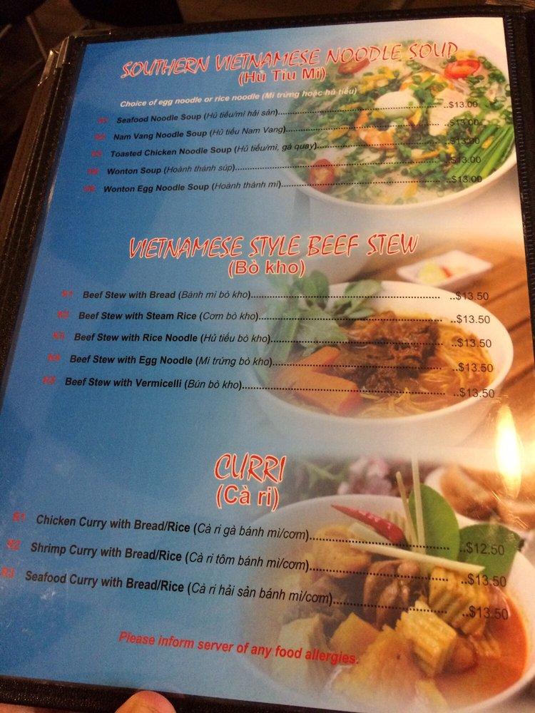 Menu at Thiên Ân Restaurant, Edmonton