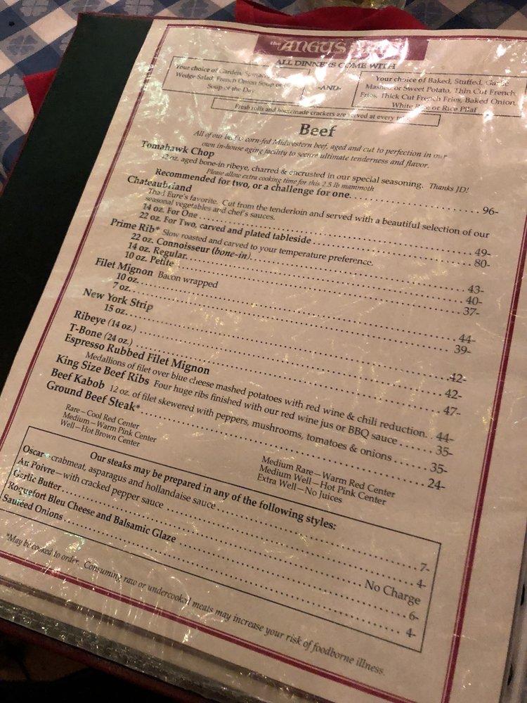 Menu at Angus Barn, Raleigh, Glenwood Ave