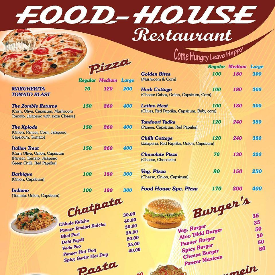 Menu at Food House & Fast Food Restaurant, Kishangarh