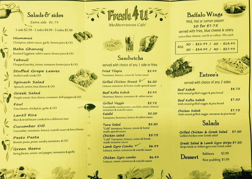 Menu at Fresh 4 U restaurant, Atlanta