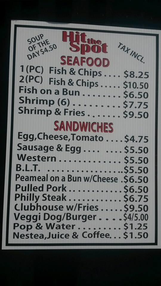 Menu at Hit The Spot Burgers & Fries restaurant, Georgina