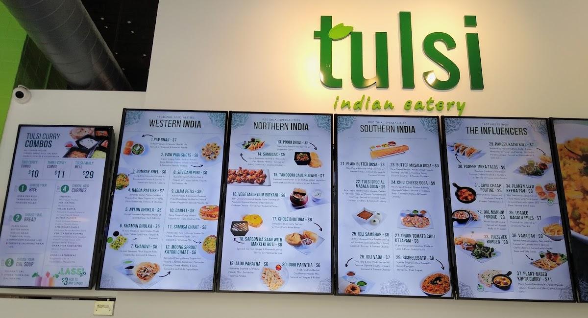 Menu at Tulsi Indian Eatery restaurant, Los Angeles