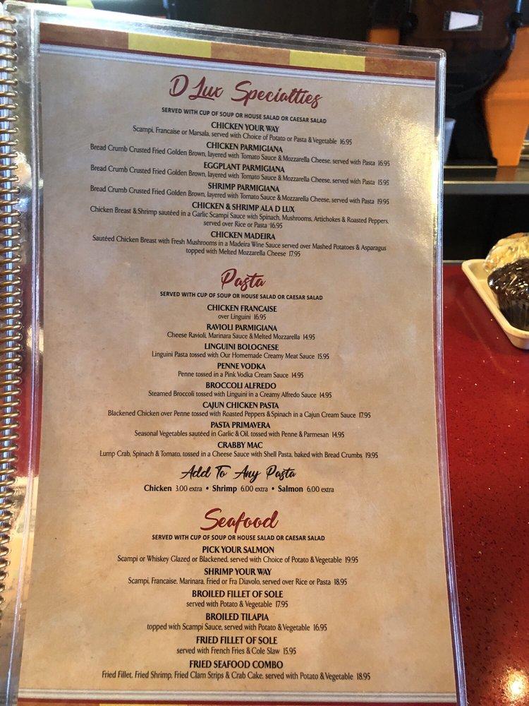 Menu at D lux Diner pub & bar, Middletown