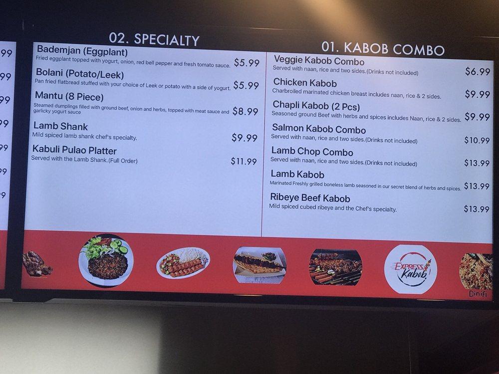 Carta del restaurante Express Kabob, Plano