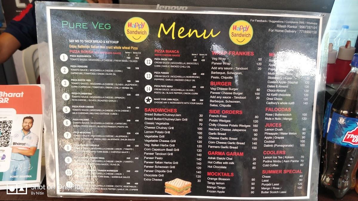 Menu at Happy Sandwich, Lavasa, 74 Portofino St