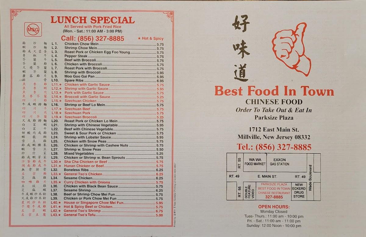 Menu at Best Food In Town restaurant, Millville, E Main St