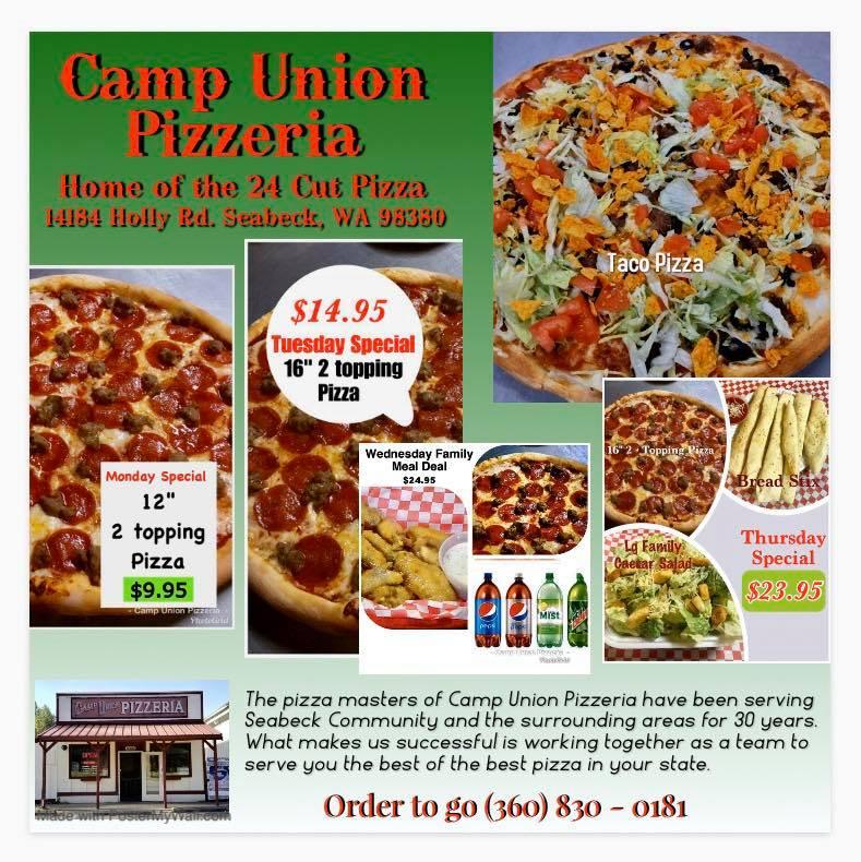 Menu at Camp Union Pizzeria, Seabeck, NW Holly Rd