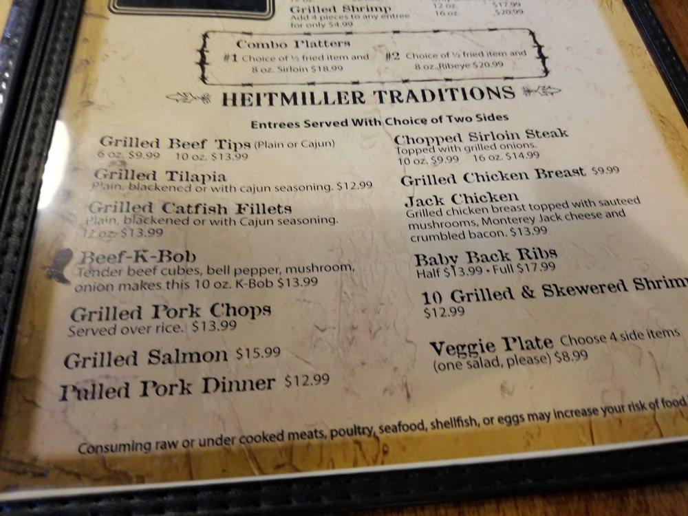 Menu at Heitmiller Steakhouse, Lacy Lakeview, Interstate Highway 35 North