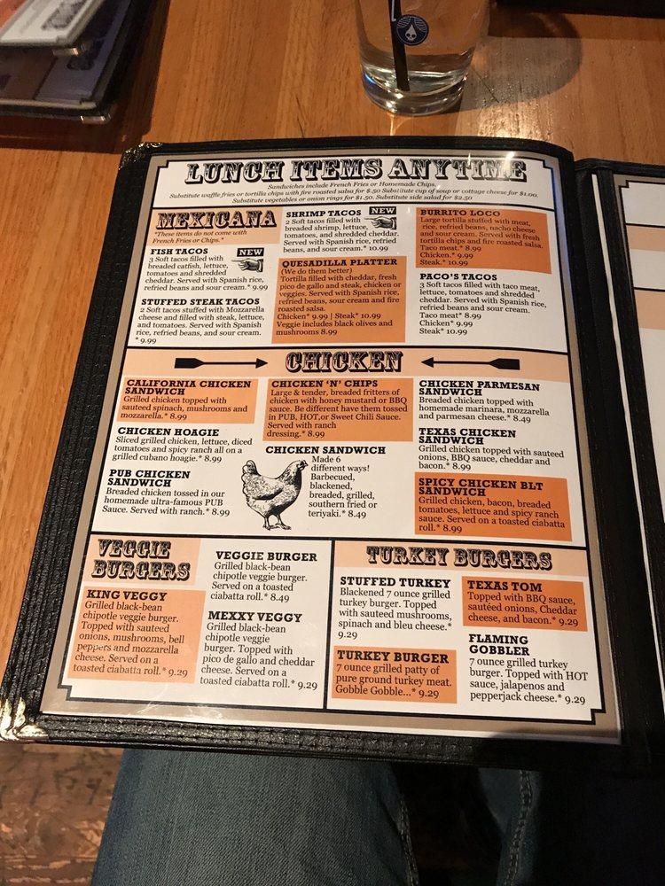 Menu at Hunter’s Pub, West Lafayette