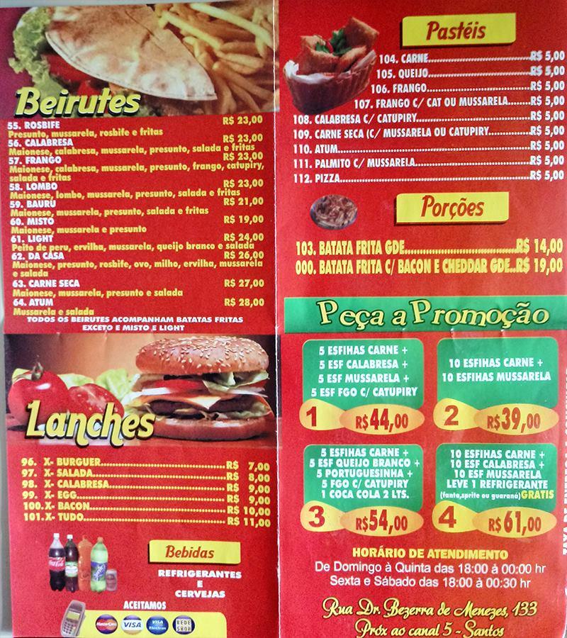 Menu em Nova Massa pizzaria, Santos
