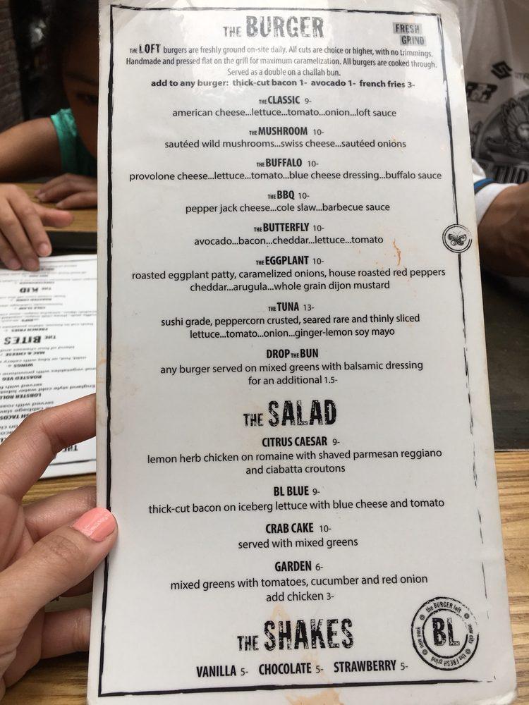 Carta del pub y bar The BURGER Loft, New City