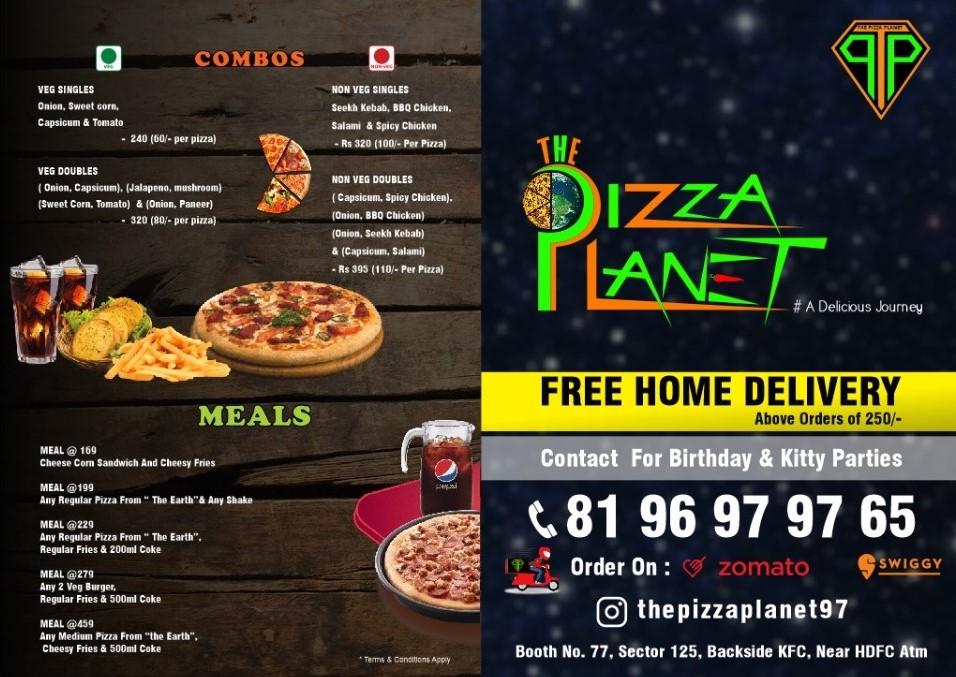 Menu at The Pizza Planet, Kharar