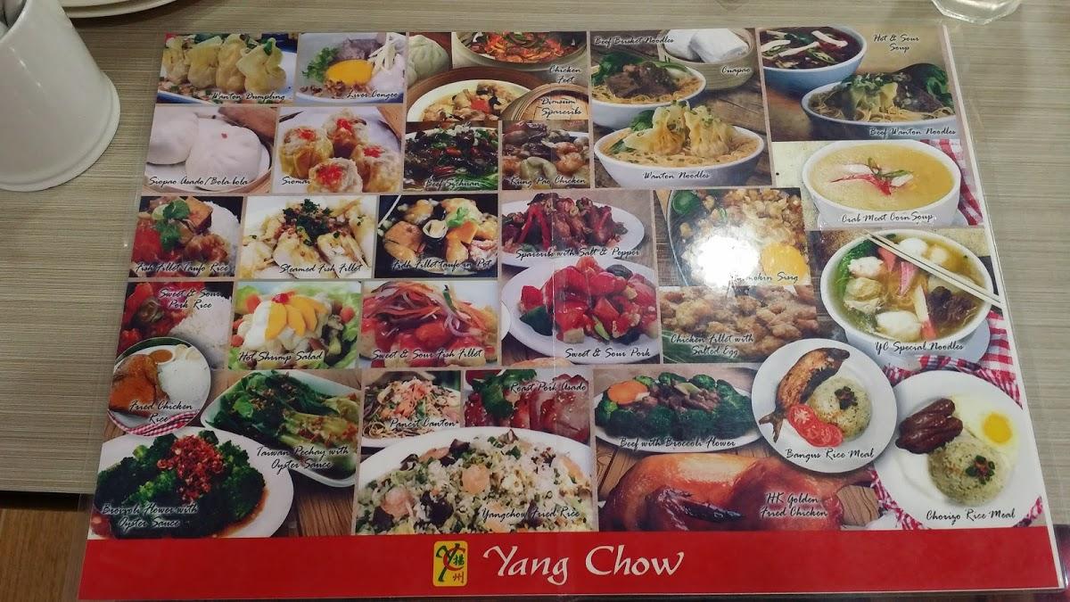 Menu at Yang chow restaurant, Dipolog City