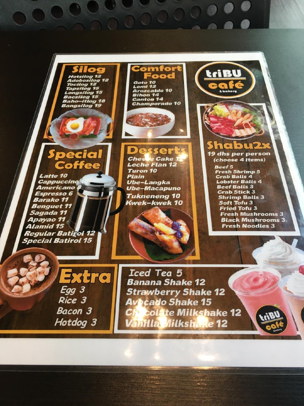 Menu at TRIBU CAFE L.L.C, Abu Dhabi
