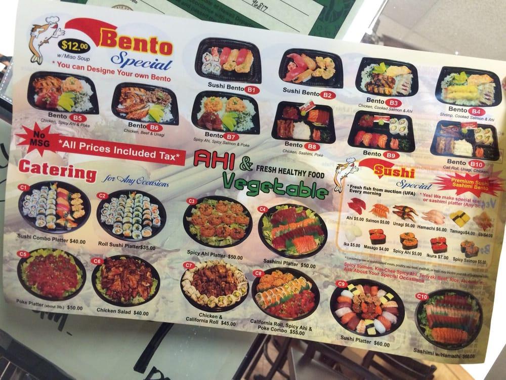 Menu at Ahi and Vegetable - Kapalama restaurant, Honolulu, Dillingham Blvd