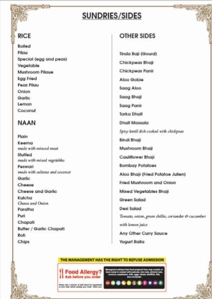 Menu at Anaz restaurant, Darwen, 110