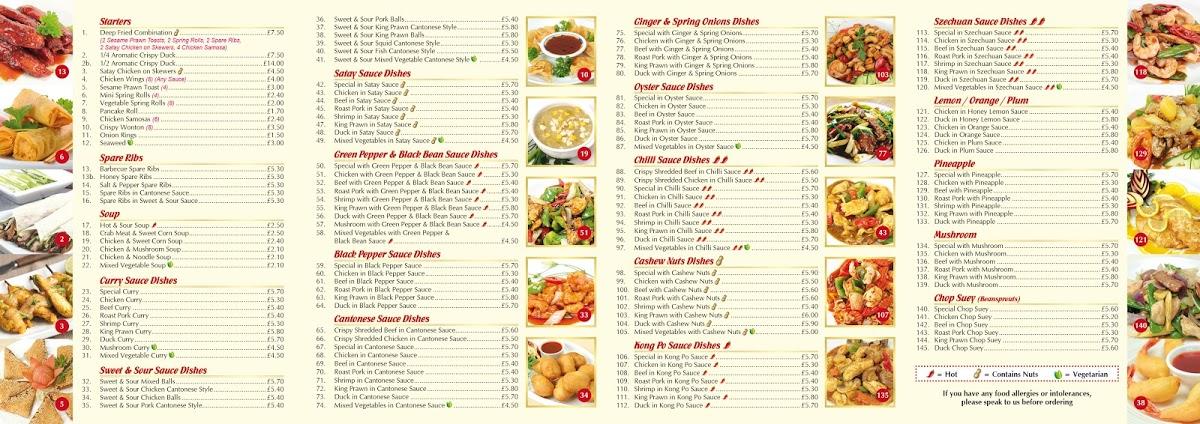Menu at Hong Kong House fast food, Haverfordwest
