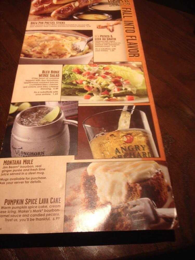 Menu at LongHorn Steakhouse, Georgetown