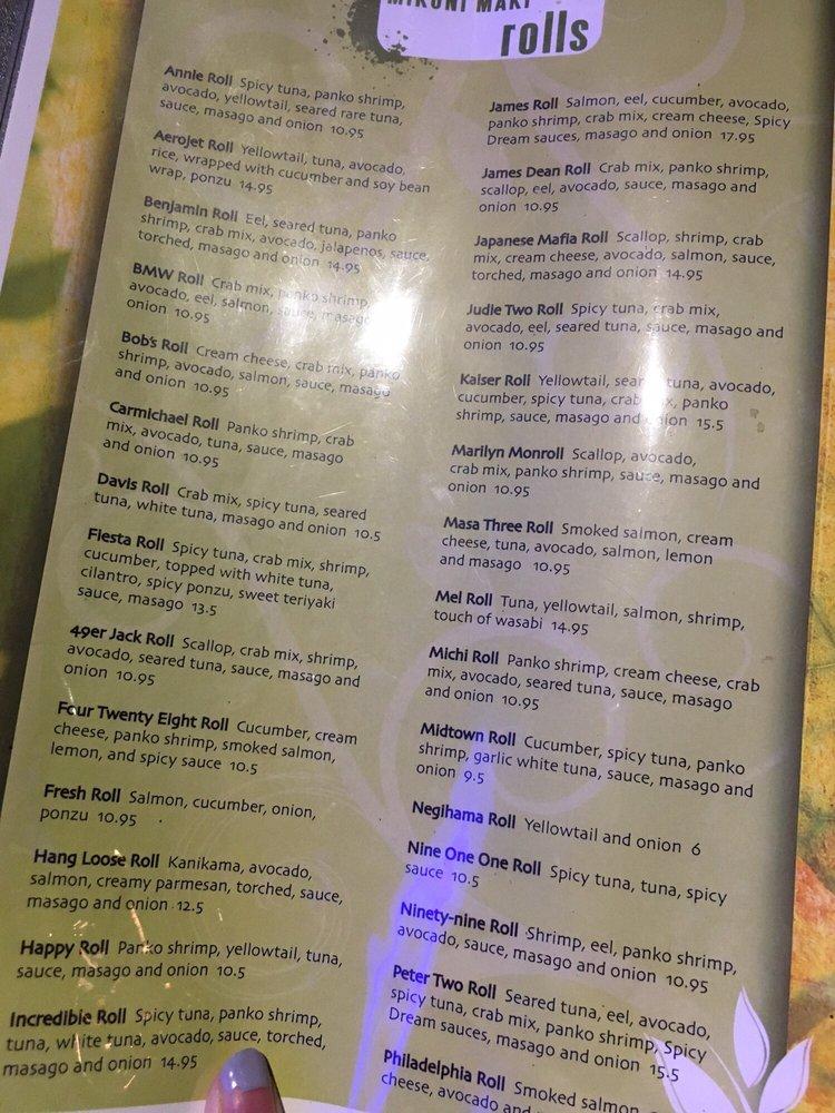 Menu at Mikuni restaurant, Sacramento, J St STE 150