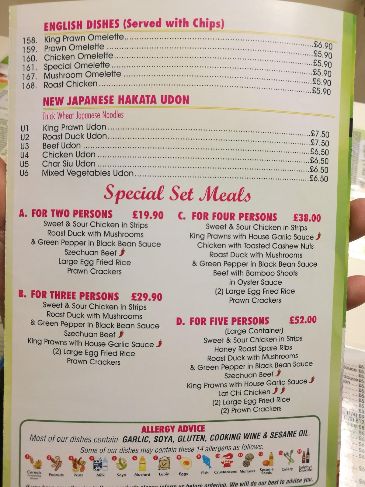Menu at Riverside Chinese Restaurant, Cheddar, The Cliffs