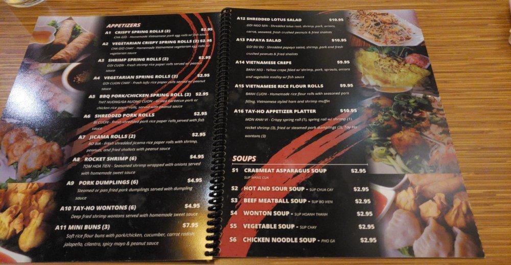 Menu at Tay Ho Restaurant, Richmond