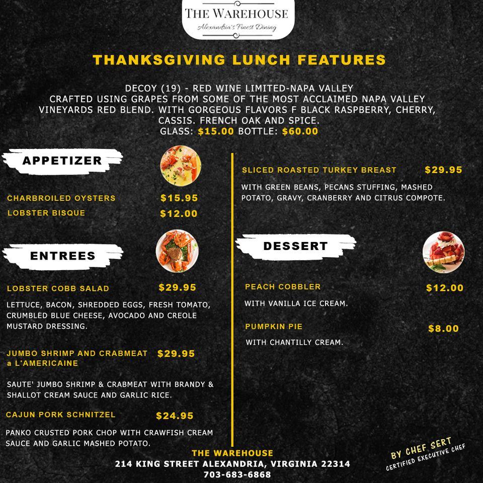 Menu at The Warehouse steakhouse, Alexandria, 214 King St