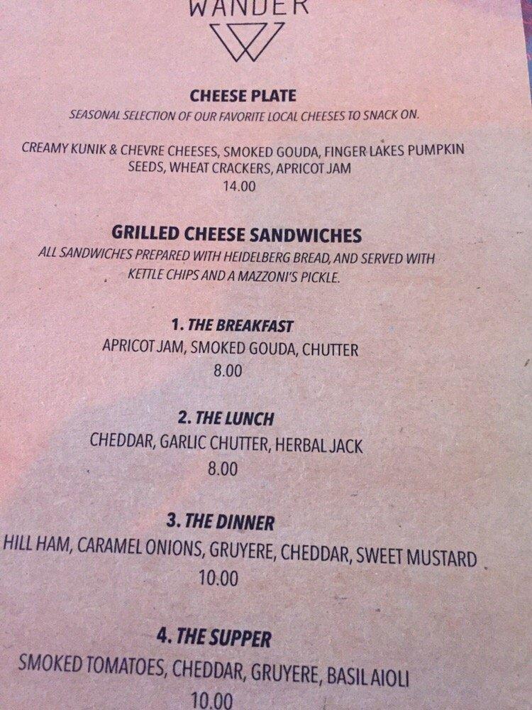 Menu at A.W. Wander pub & bar, Manlius