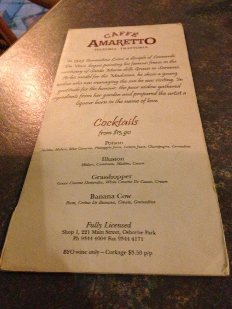Menu at Caffe Amaretto pizzeria, Osborne Park
