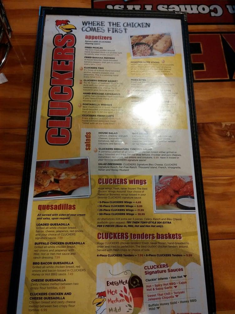 Menu at Cluckers pub & bar, Jeffersonville, 100 W Riverside Dr
