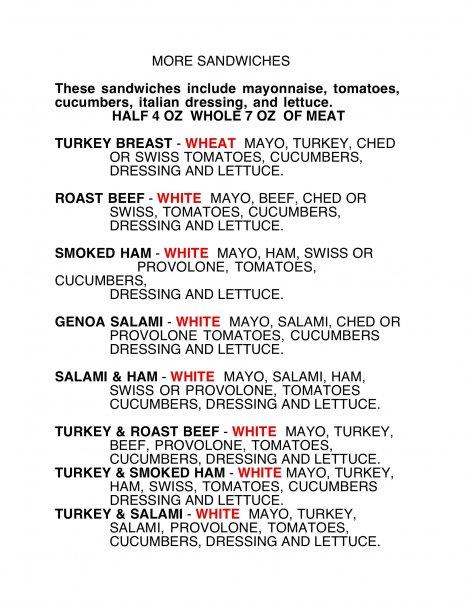 Menu at Crystal Creek Sandwich Co restaurant, Flagstaff