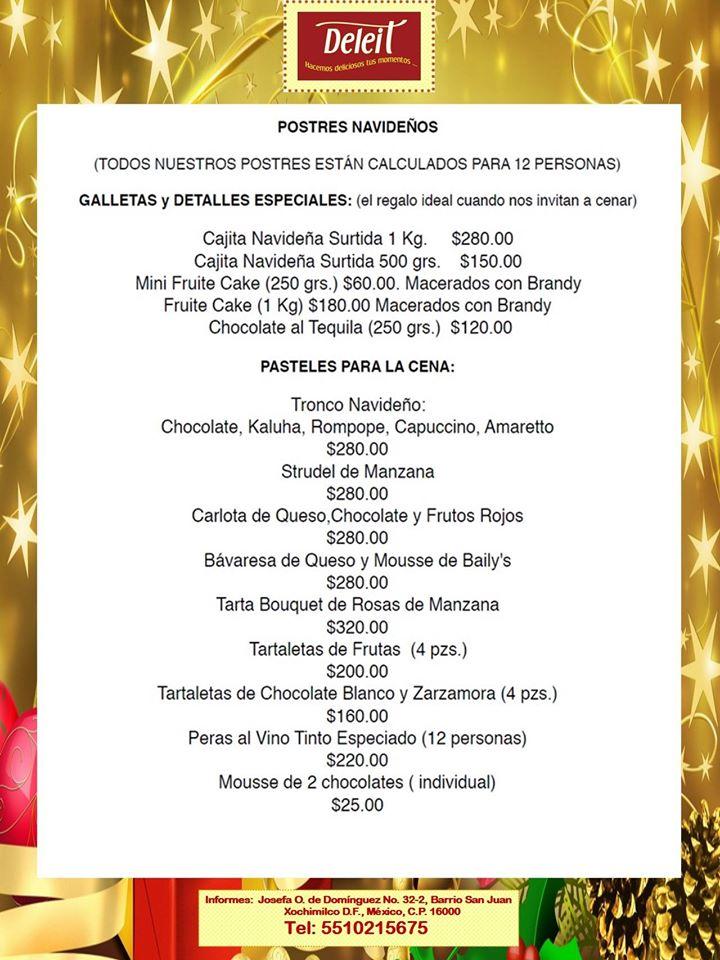 Menu at Deleit restaurant, Mexico City, Prol. Josefa Ortiz de Dominguez