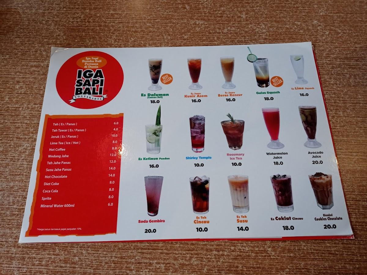 Menu at Iga Sapi Bali restaurant, Sariharjo, Jl. Palagan Tentara ...