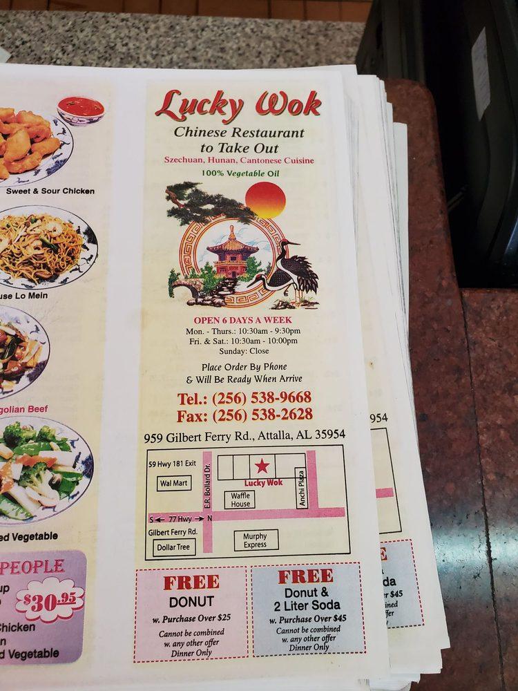 Menu at Lucky Wok restaurant, Attalla, 959 Gilbert Ferry Rd SE D