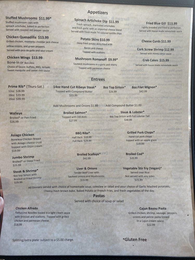 Menu at Russell's On the Lake pub & bar, Big Lake