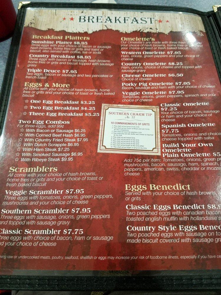 Menu at Southern Charm Cafe, Cape Canaveral