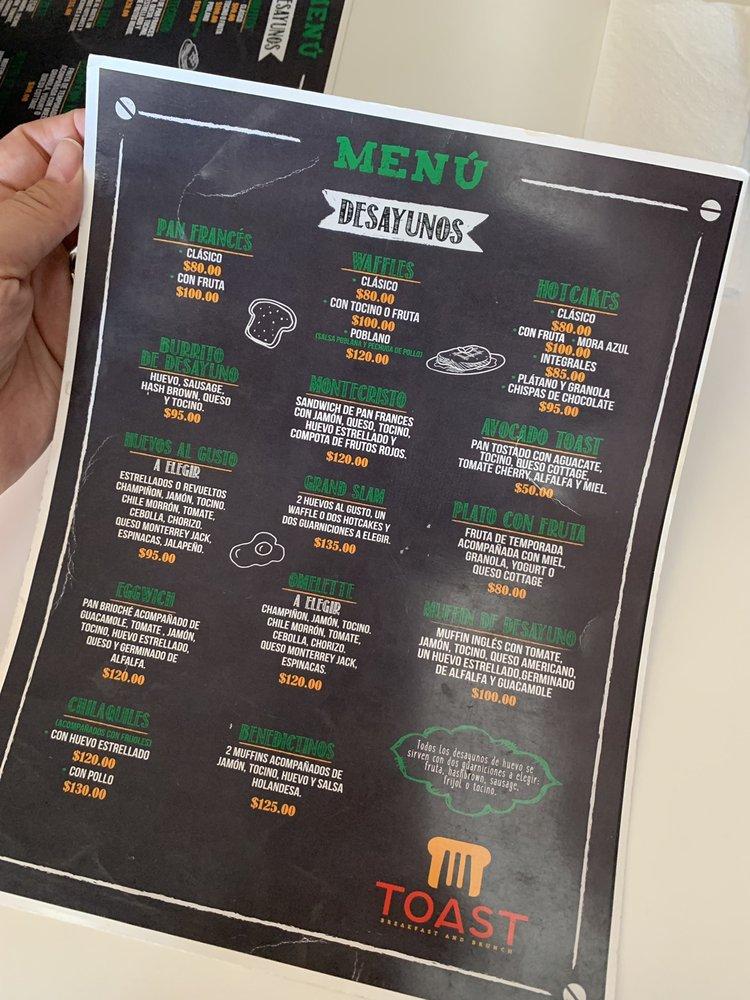 Menu at TOAST MXLI restaurant, Mexicali, Blvd. Benito Juárez 1