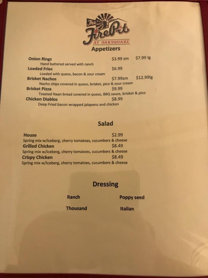 Menu at The Fire Pit Goliad restaurant, Goliad
