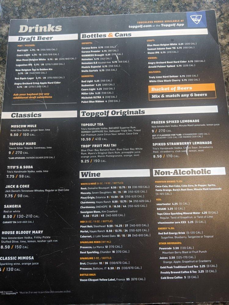 Menu at Topgolf pub & bar, Independence
