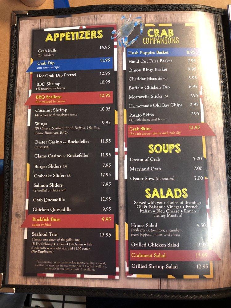 Menu at Abners Crab House pub & bar, Chesapeake Beach