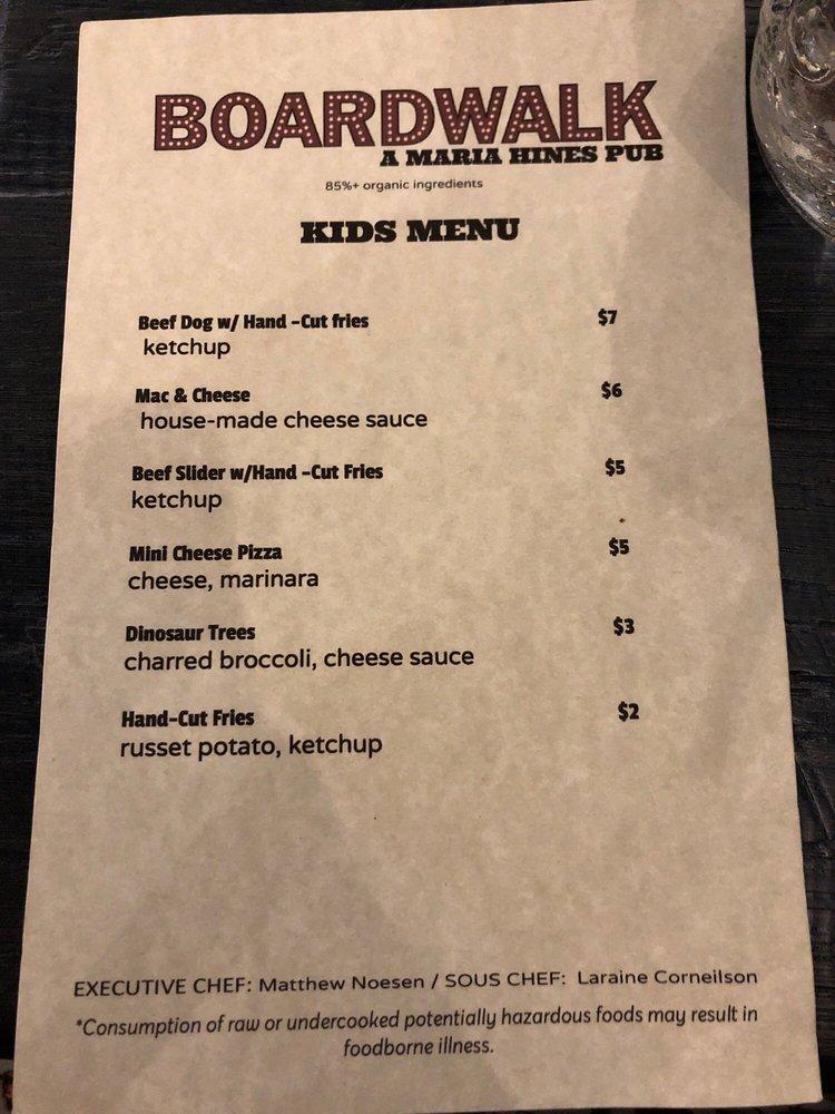 Menu at Boardwalk restaurant, Redmond