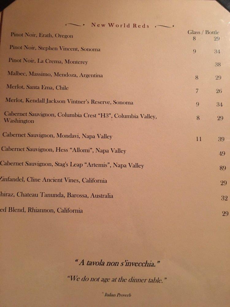 Menu at Positano's Ristorante restaurant, Palm Harbor