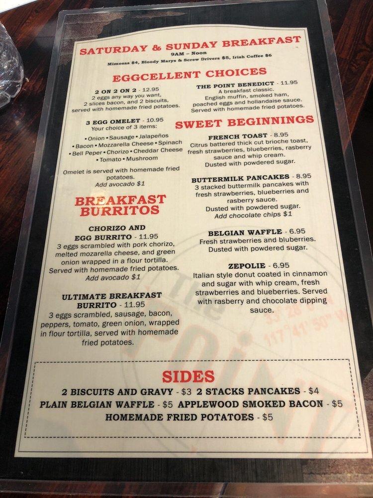 Menu at The Point Restaurant & Sports Bar, Dana Point