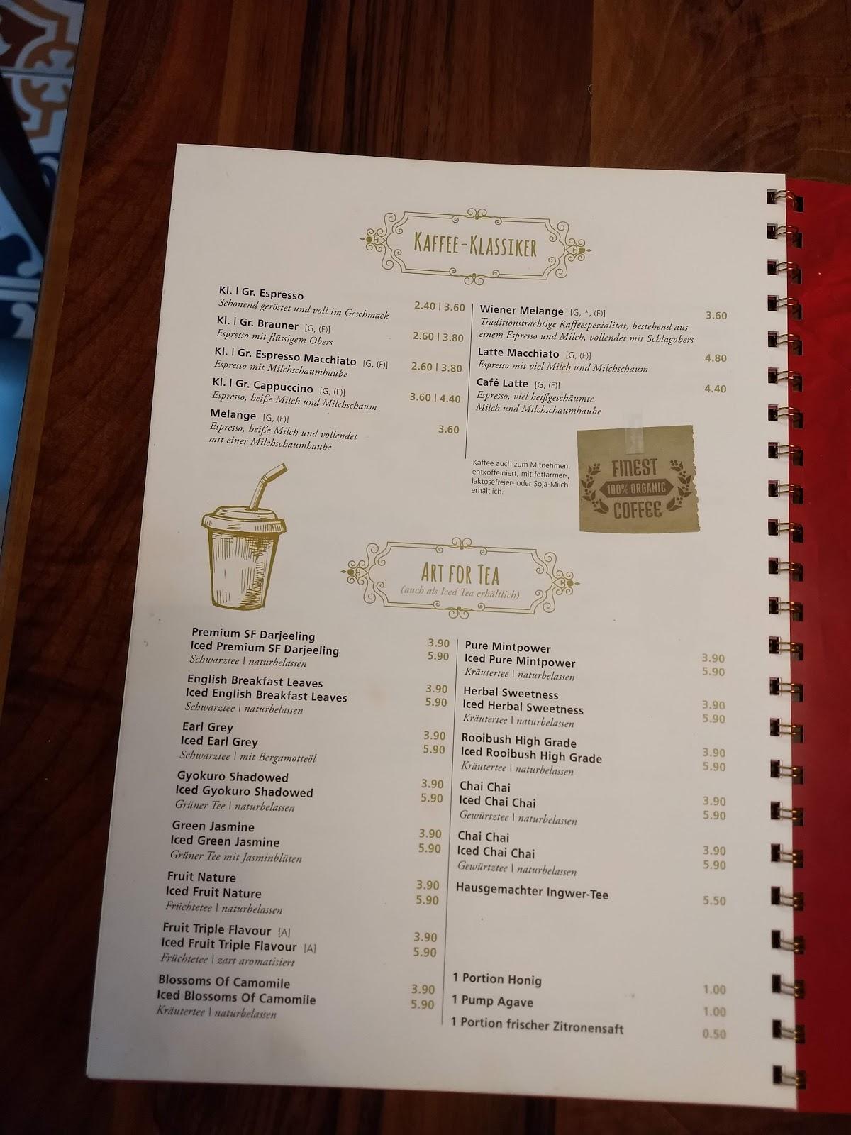 Speisekarte von Alias cafe, Wien
