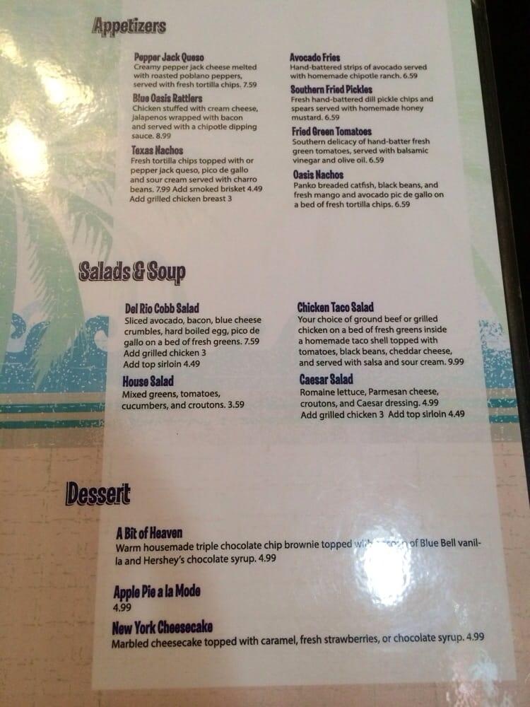 Menu at Blue Oasis Bar & Grill, Del Rio