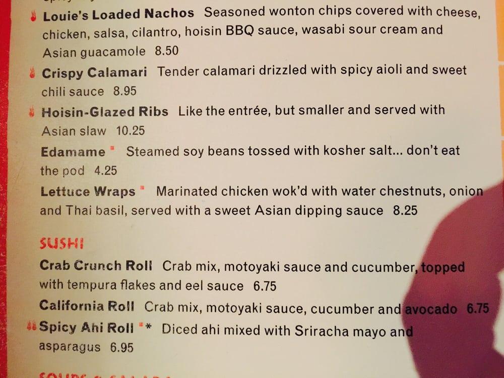Menu at Ling & Louie's restaurant, Scottsdale
