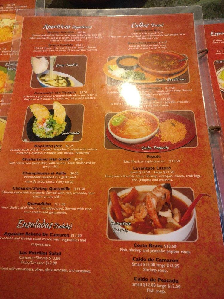 Menu at Los Potrillos pub & bar, Santa Fe