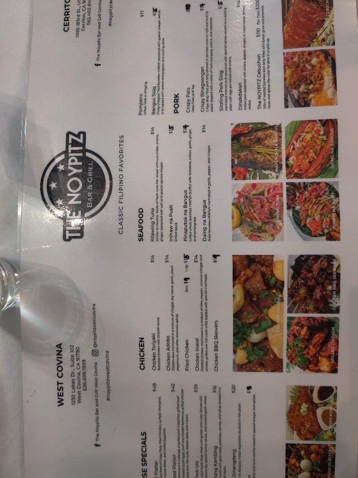 Menu at The Noypitz Bar and Grill, West Covina